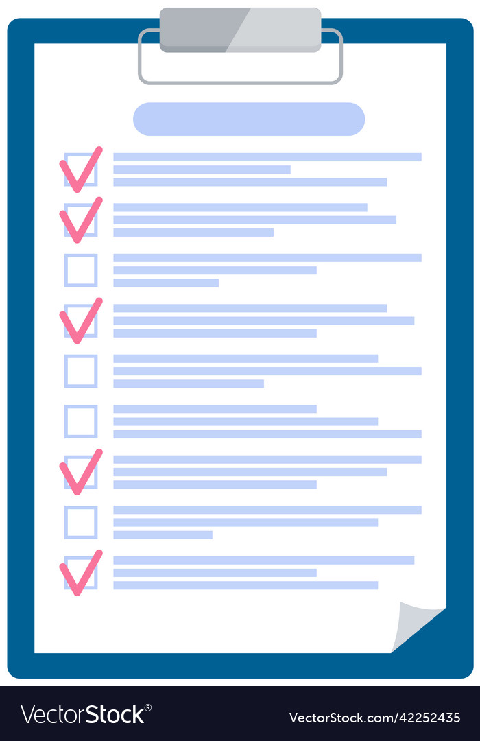 Checklist daily plan with red tick marks Vector Image