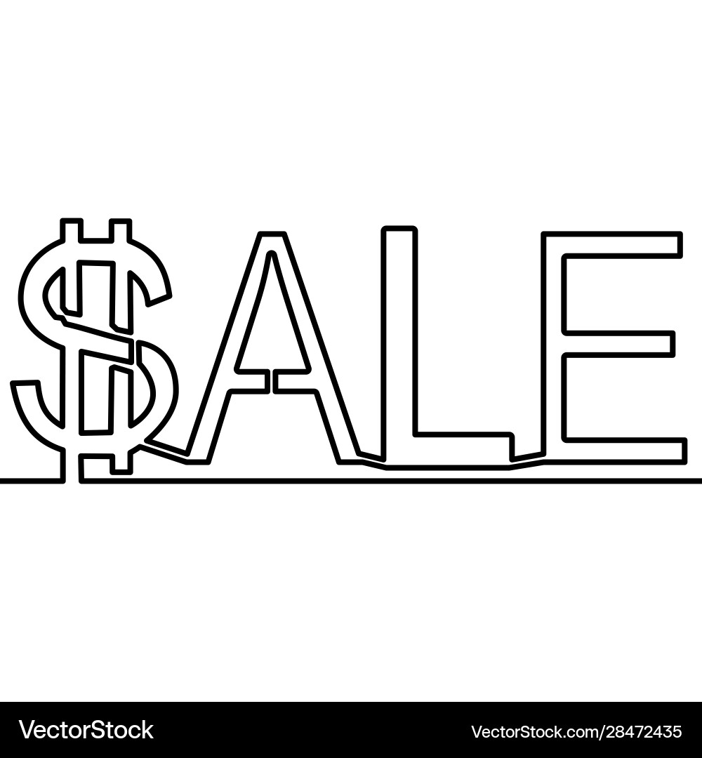 Continuous line drawing sale emblem icon concept Vector Image