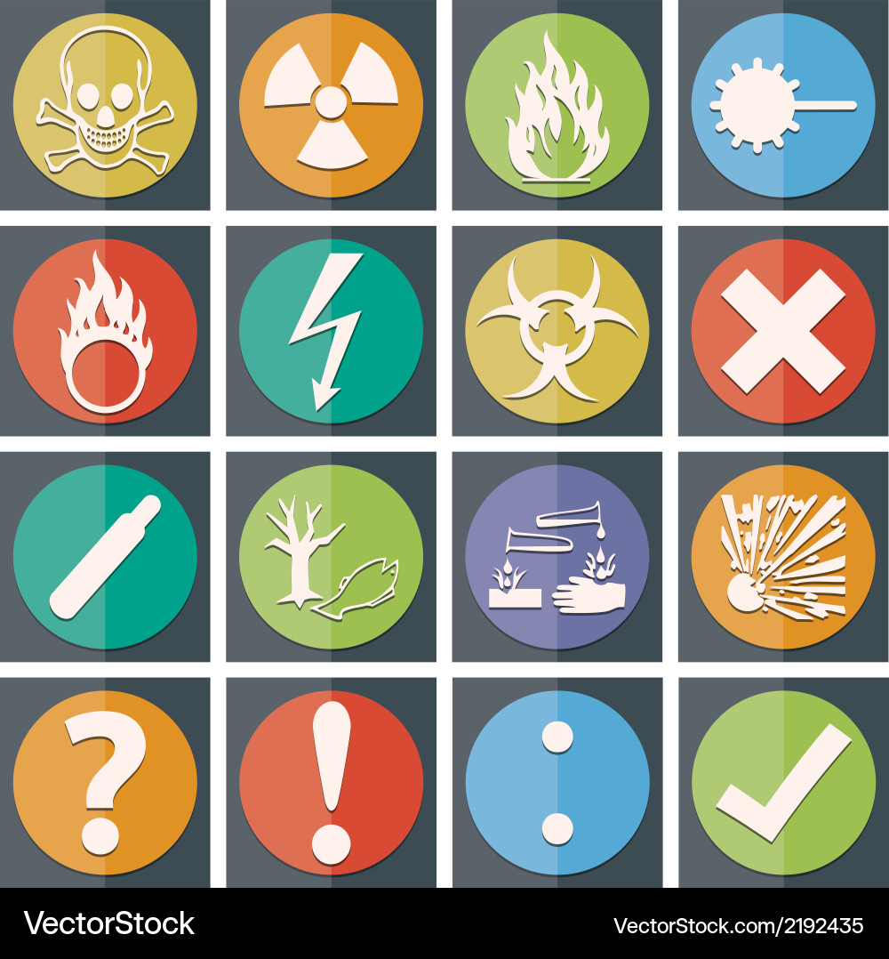 Danger icon color paper fold style Royalty Free Vector Image