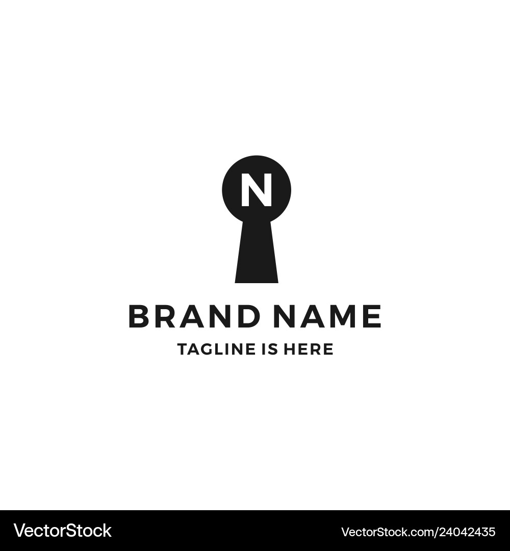 N letter keyhole logo icon Royalty Free Vector Image