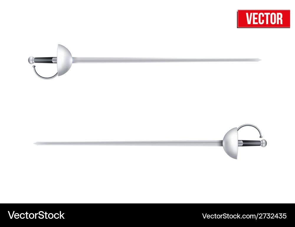 Pair fencing rapiers realistic Royalty Free Vector Image