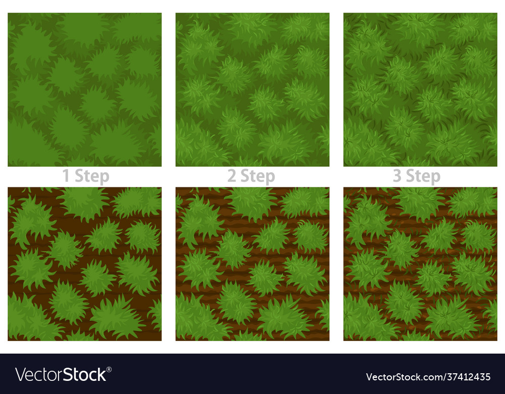 Seamless grass pattern drawing step Royalty Free Vector