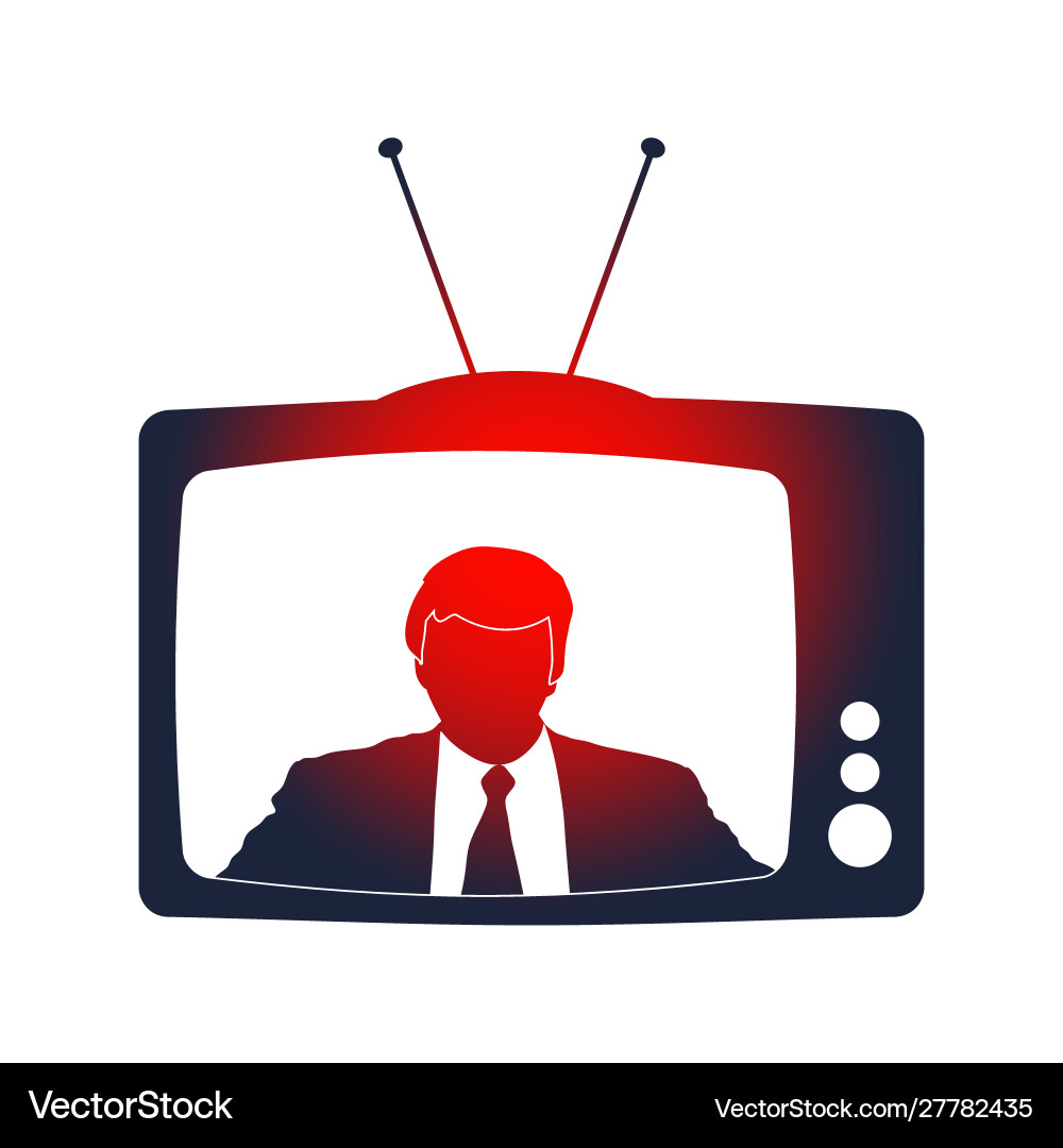 Tv set with an reporter Royalty Free Vector Image