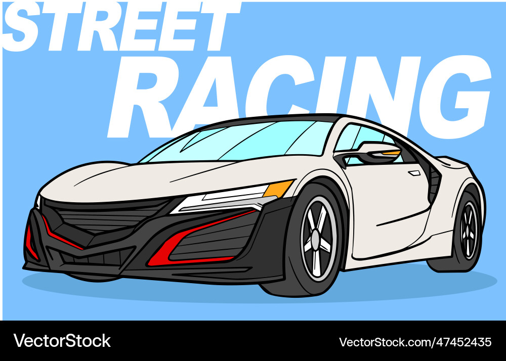 White street racing car Royalty Free Vector Image