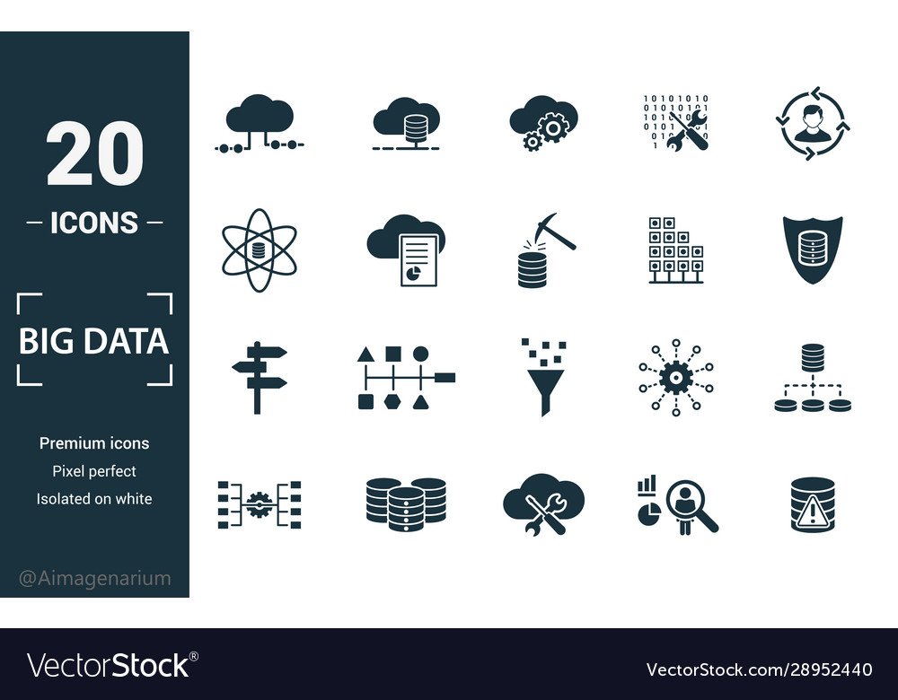 Big data icon set include creative elements cloud Vector Image