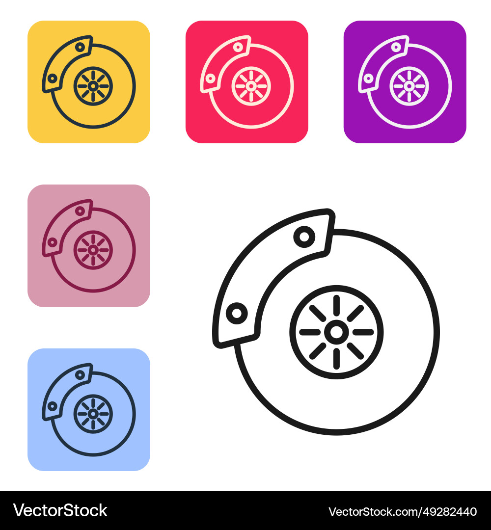 Black line car brake disk with caliper icon Vector Image