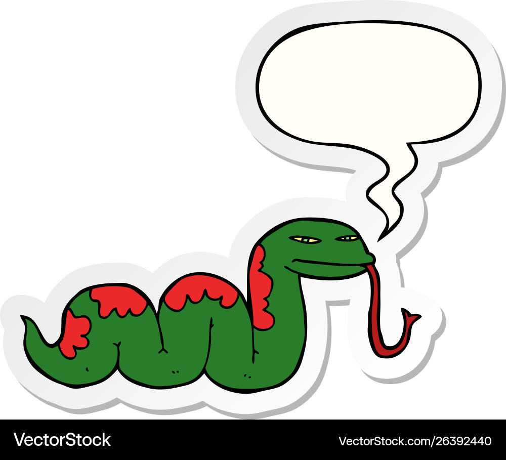 Cartoon slithering snake and speech bubble sticker