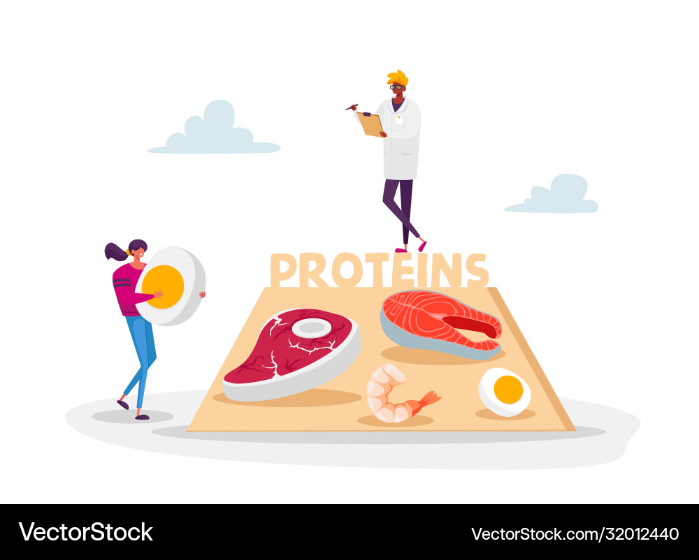 Character bring protein products for keto diet Vector Image