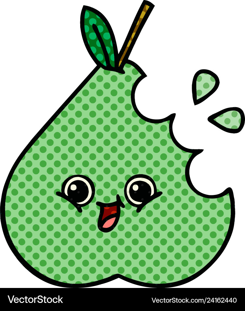 Comic book style cartoon green pear Royalty Free Vector
