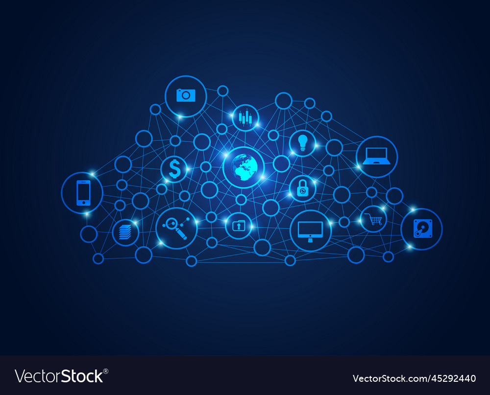 Concept of cloud computing with digital Royalty Free Vector