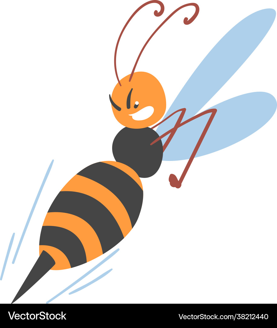 Cute warlike bee funny flying insect character Vector Image