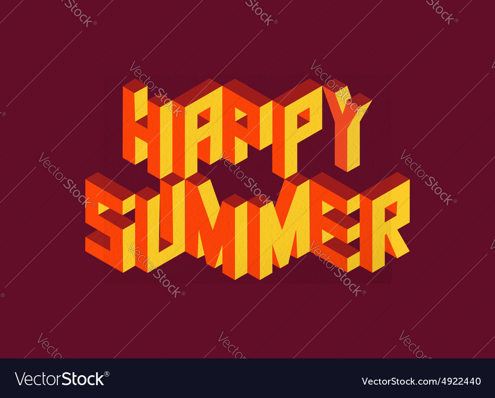 Isometric Happy Summer Quote Background Royalty Free Vector