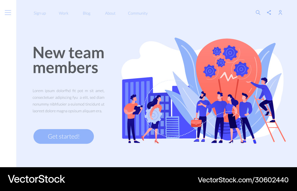New team members concept landing page Royalty Free Vector
