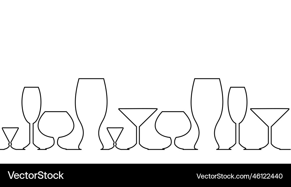 One line continuous cocktail wine glass symbol Vector Image