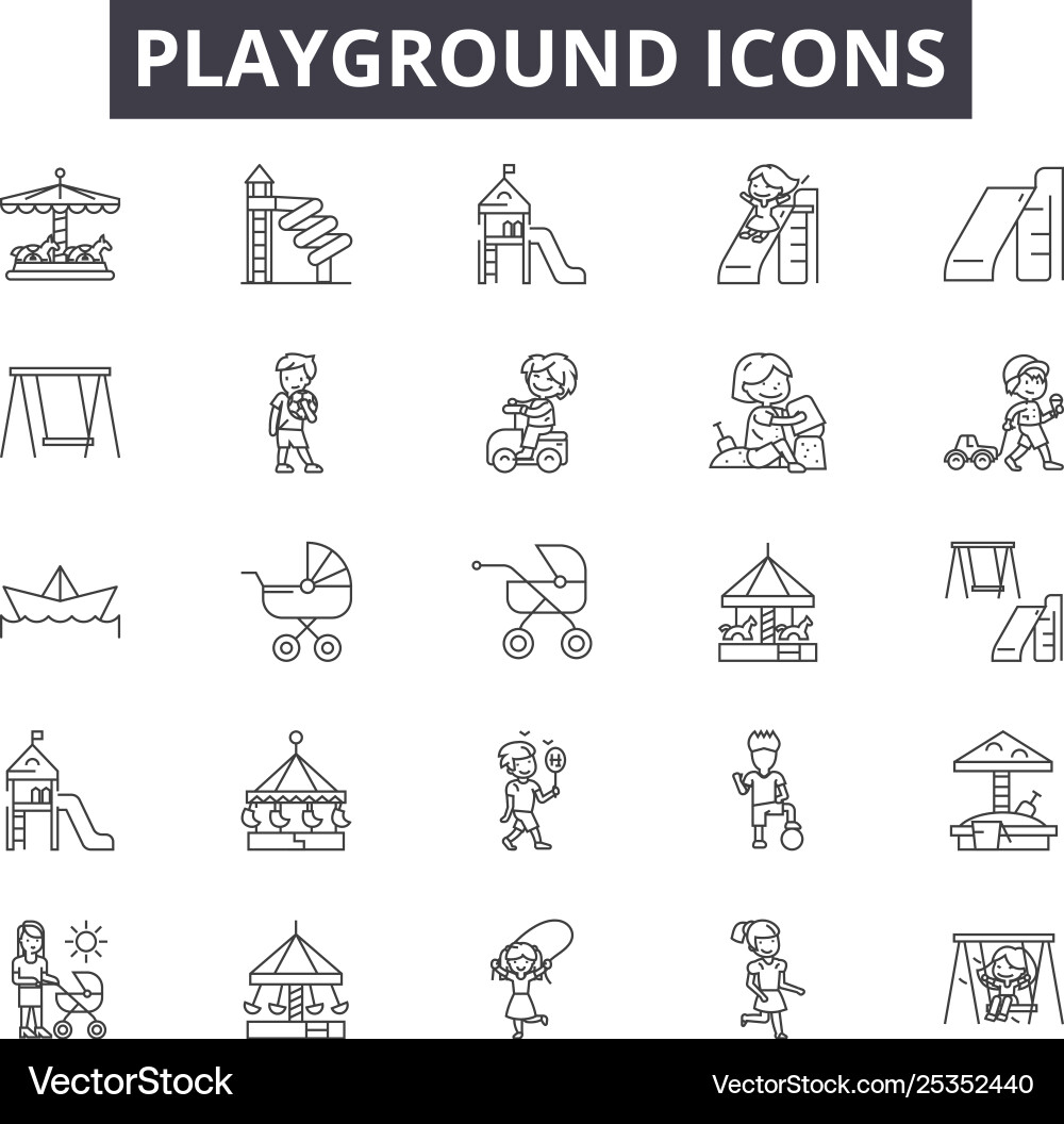 Playground line icons signs set linear Royalty Free Vector