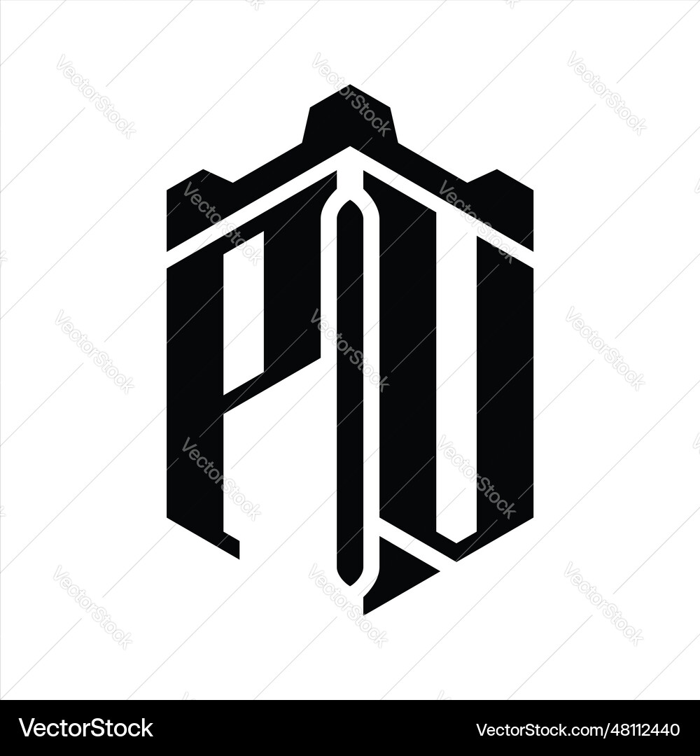Pv letter logo monogram hexagon shape with crown Vector Image