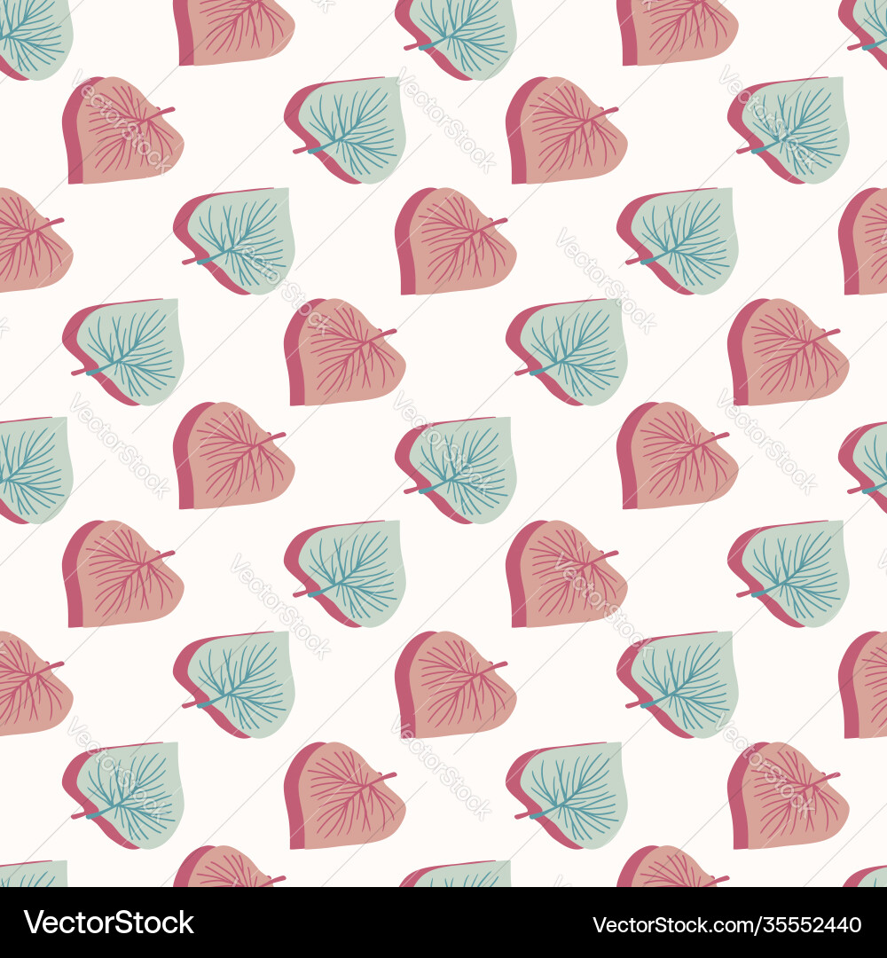 Retro trendy red and teal leaves seamless pattern Vector Image