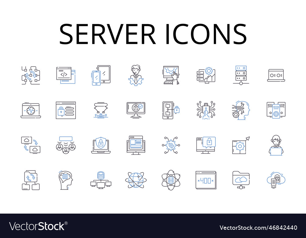 Server icons line icons collection computer Vector Image