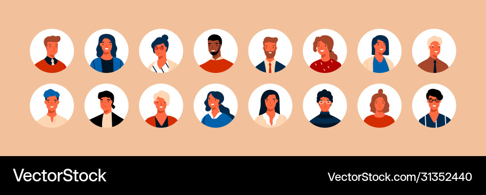 Set different person portrait big diverse Vector Image