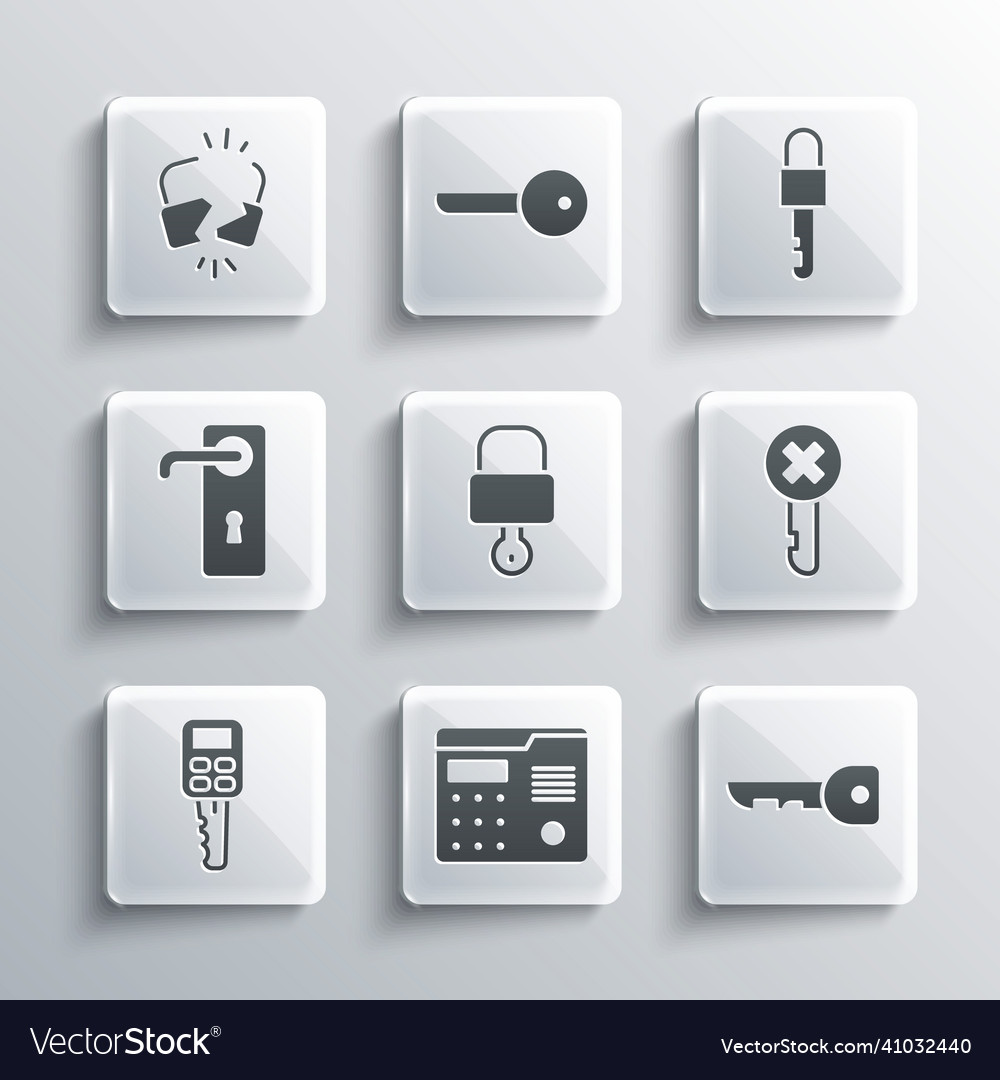 Set House Intercom System Key Wrong Key Lock Vector Image
