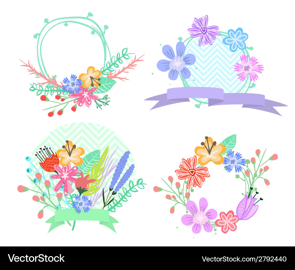 Set of flower frames and labels Royalty Free Vector Image
