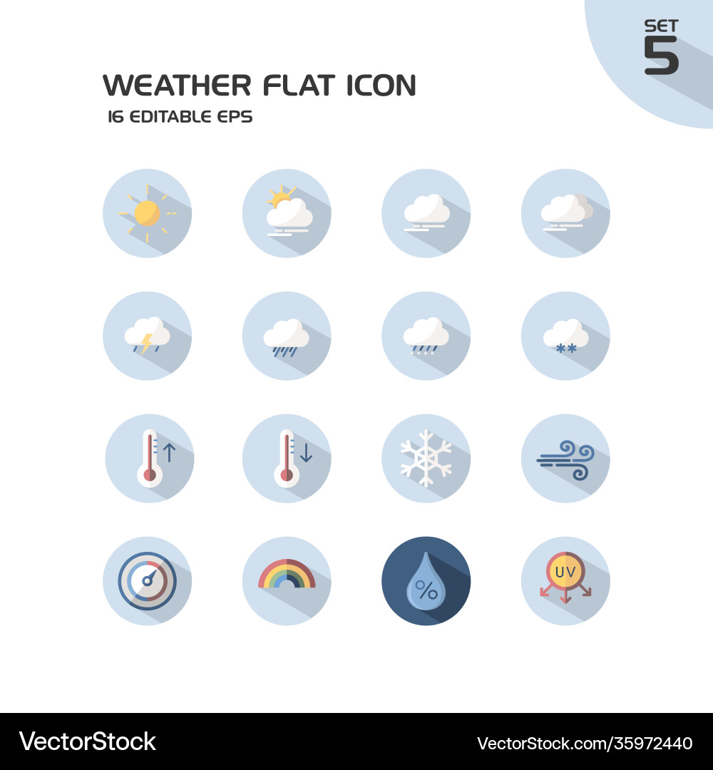 Weather and meteorology group sun clouds Vector Image