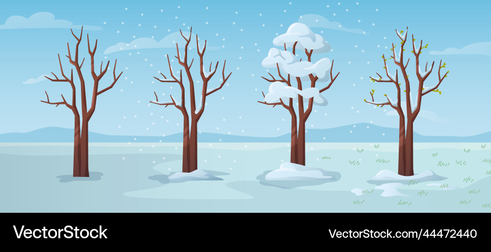 Winter season tree covered with snow Royalty Free Vector