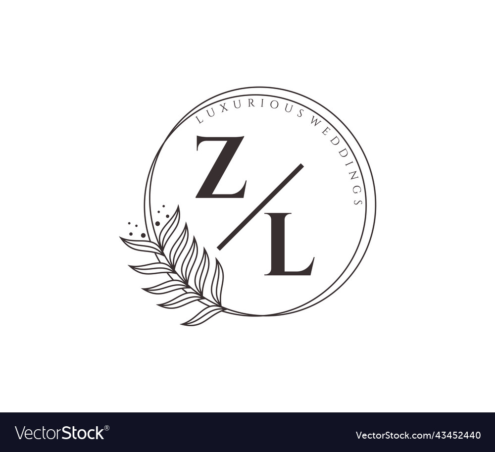 Zl initials letter wedding monogram logos Vector Image