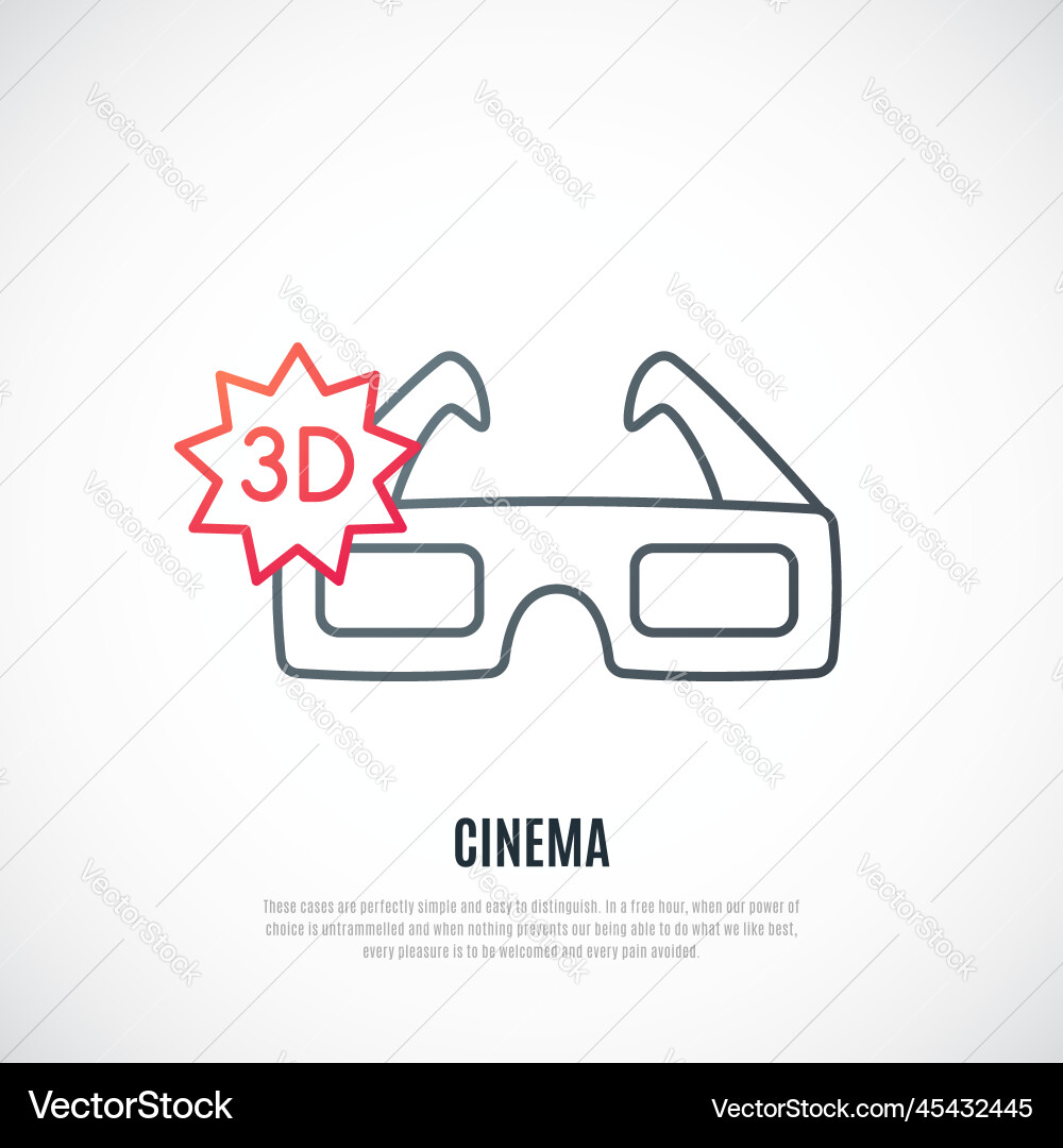 3d cinema glasses line icon isolated Royalty Free Vector