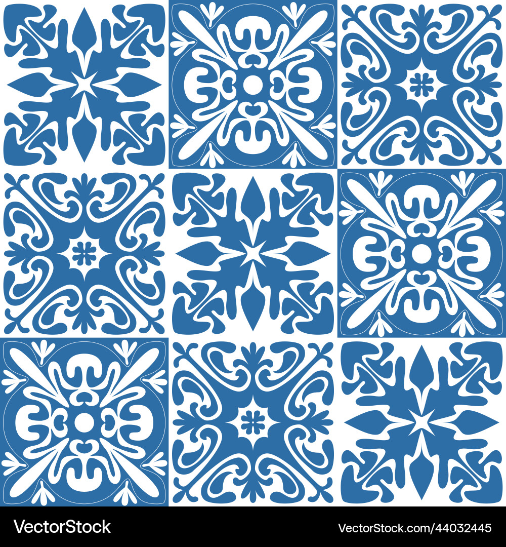 Azulejo blue tiles for wall decoration Royalty Free Vector