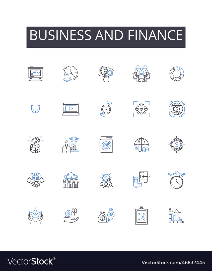 Business and finance line icons collection Vector Image