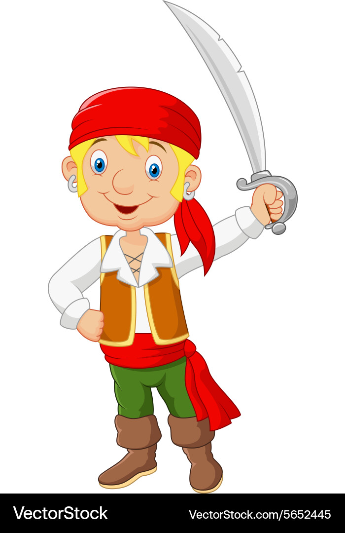 Cartoon pirate holding a sword Royalty Free Vector Image