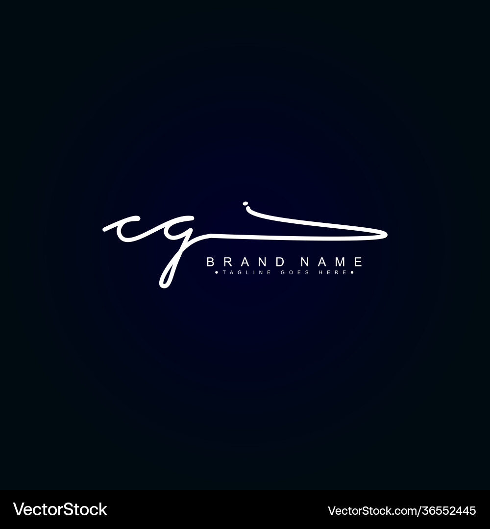 Cg initial letter logo - hand drawn signature Vector Image