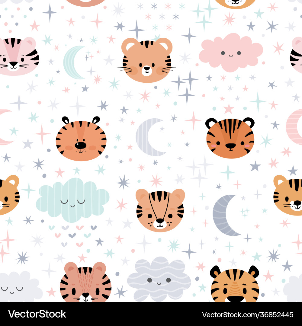 Cute seamless pattern for kids with cartoon Vector Image