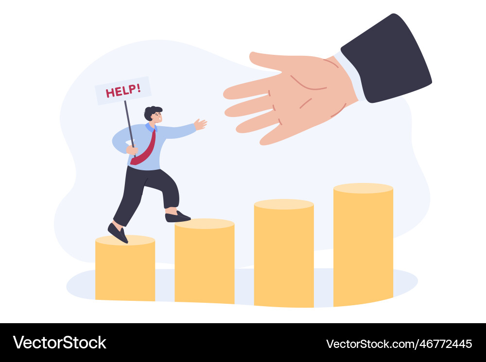 Extending helping hand to businessman flat Vector Image