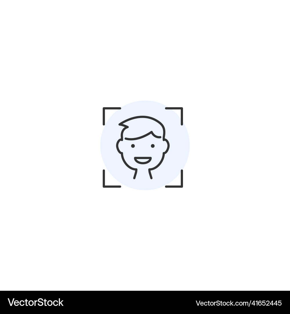Face id scan analysis line icon biometric person Vector Image