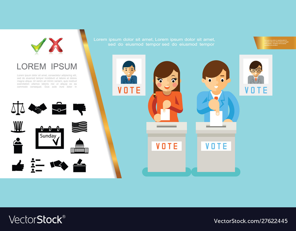 Flat voting process concept Royalty Free Vector Image