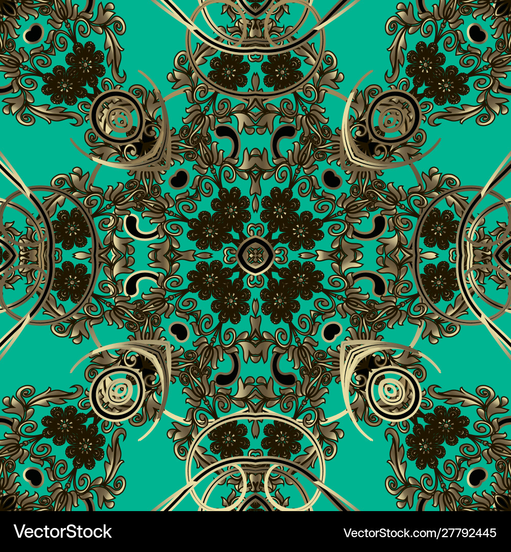 Floral vintage seamless pattern green Royalty Free Vector