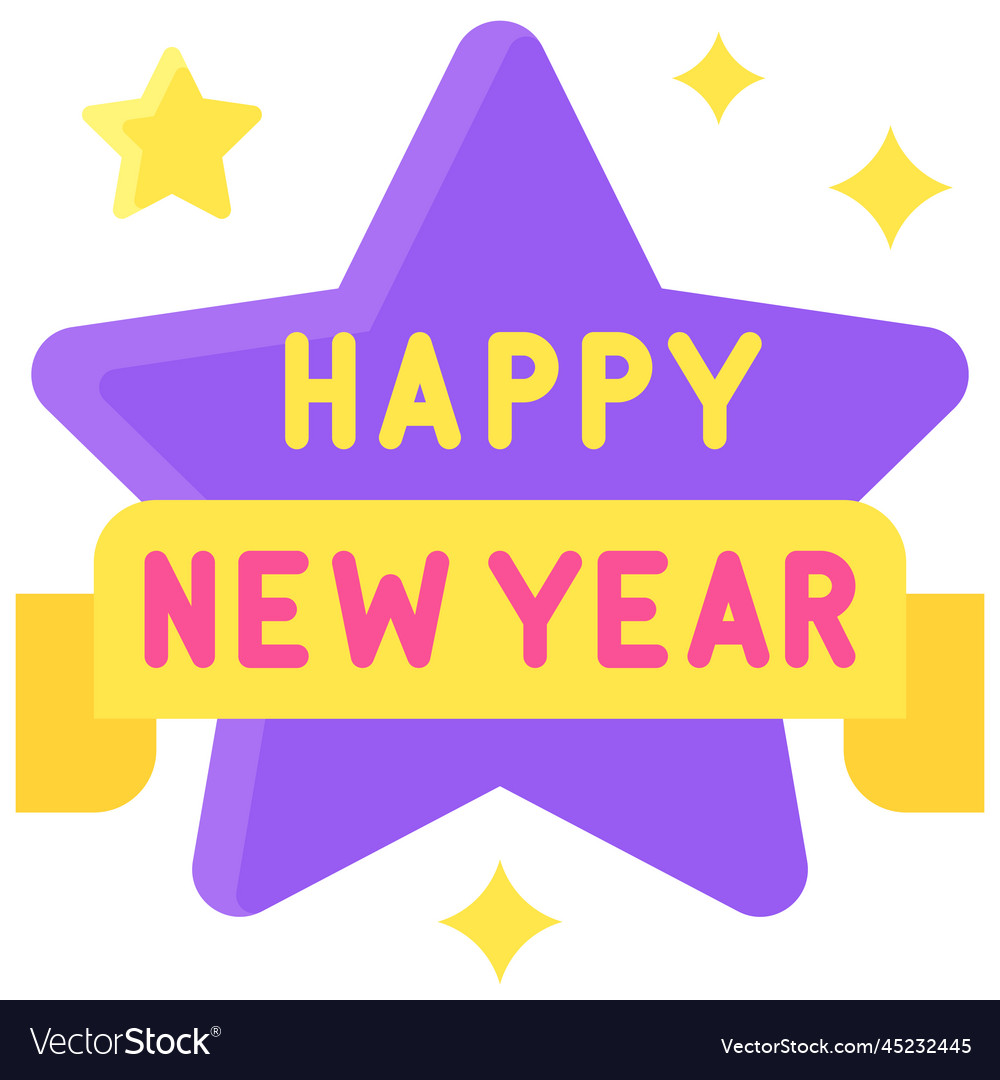 Happy New Year Star Icon New Year Realated Vector Image