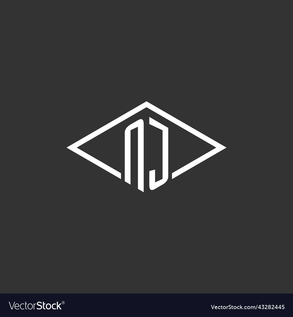 Initials nj logo monogram with simple diamond Vector Image