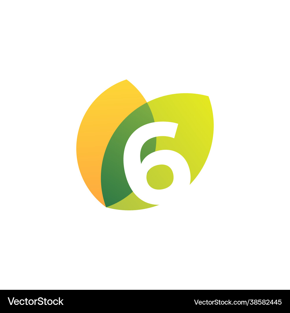 Six 6 number leaf overlapping color logo icon Vector Image
