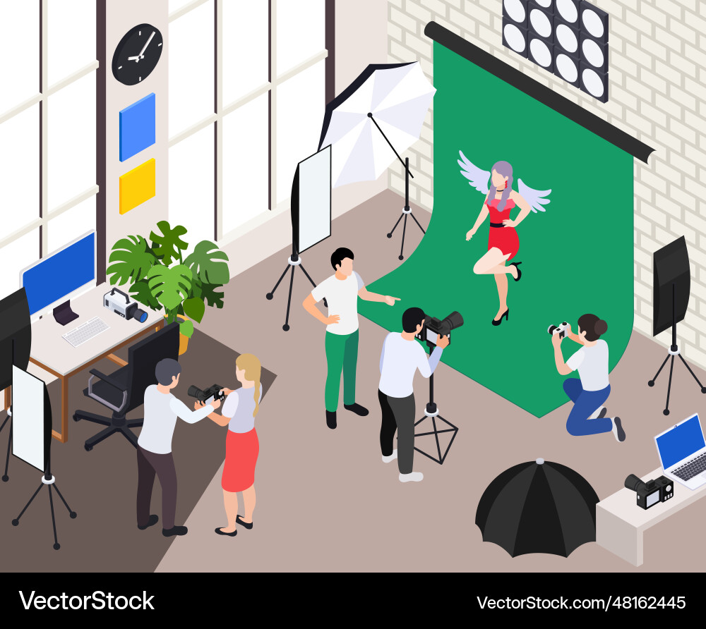 Studio shooting workshop composition Royalty Free Vector