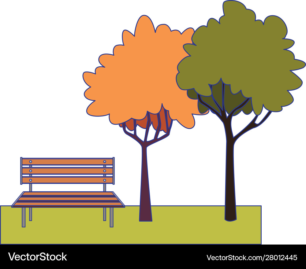 Trees and bench park icon colorful design Vector Image