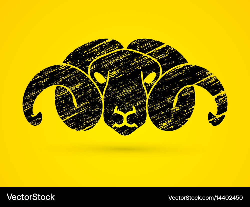 Angry sheep face head with big horn Royalty Free Vector
