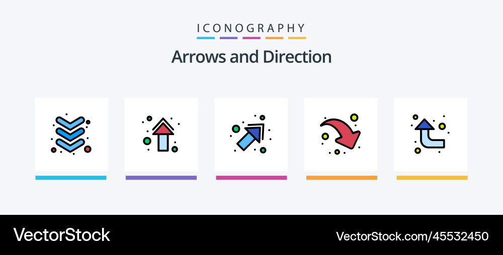 Arrow line filled 5 icon pack including full Vector Image