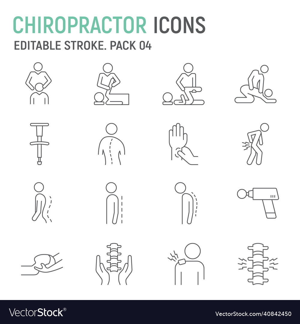 Chiropractor line icon set Royalty Free Vector Image Chiropractor line icon set Royalty Free Vector Image