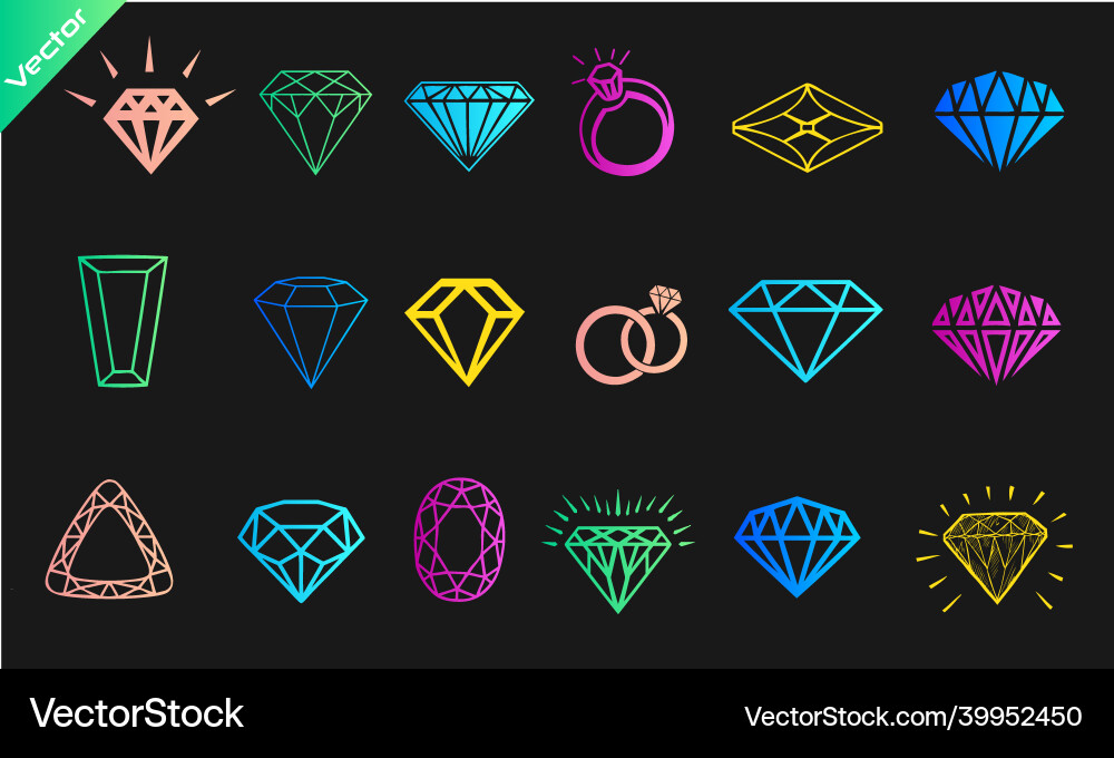 Colorful diamond icon set template design Vector Image