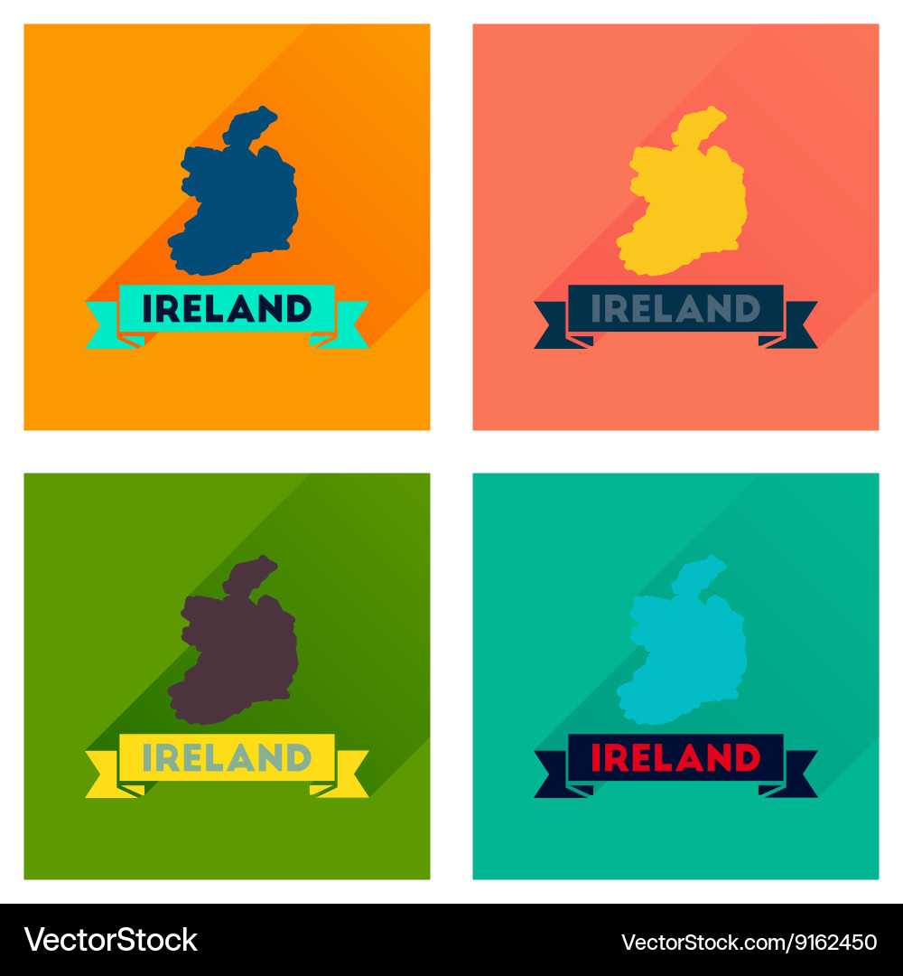 Concept flat icons with long shadow ireland map Vector Image