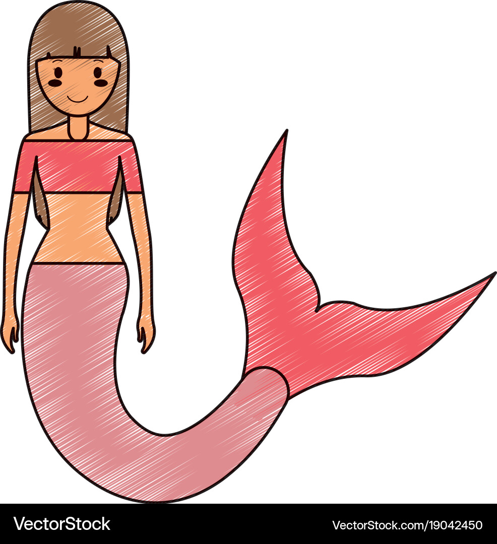Cute smiling mermaid ico Royalty Free Vector Image