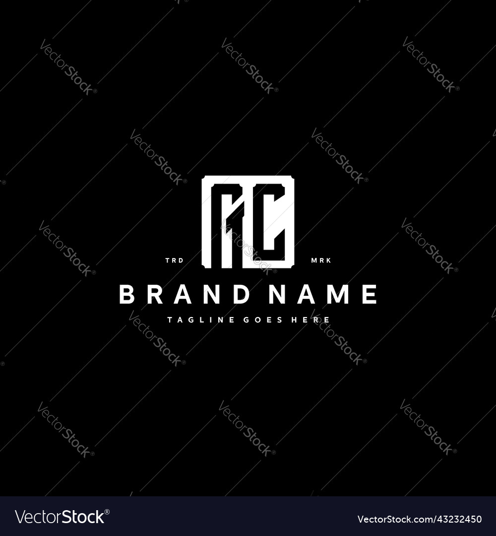 Gc monogram logo design with square rectangular Vector Image